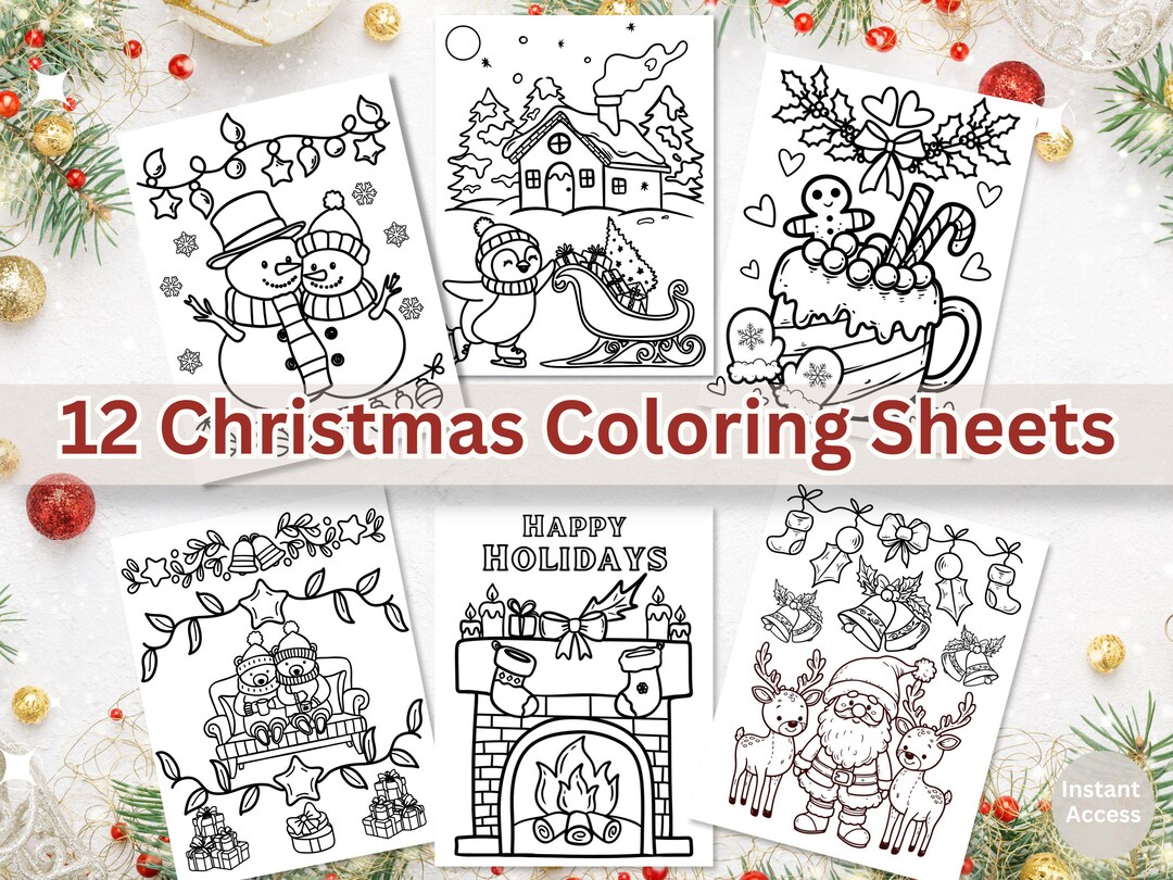 Christmas Coloring Pages for Kids – 12 Holiday Coloring Sheets, Santa ...