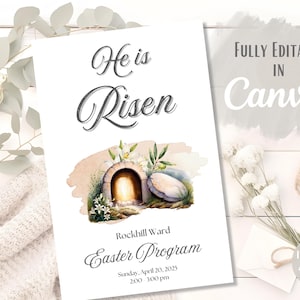 Editable Easter Program Template He is Risen LDS Easter Program ...