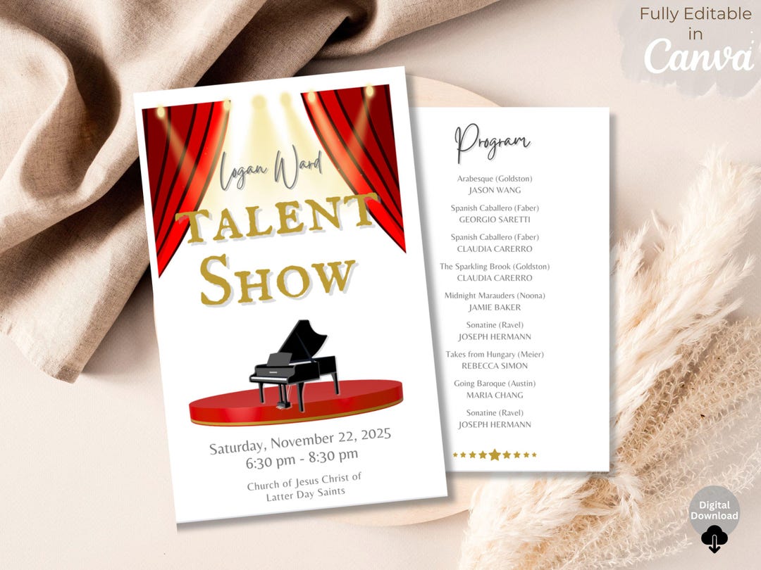 LDS Talent Show Program – Editable Canva Template Digital Download - Etsy