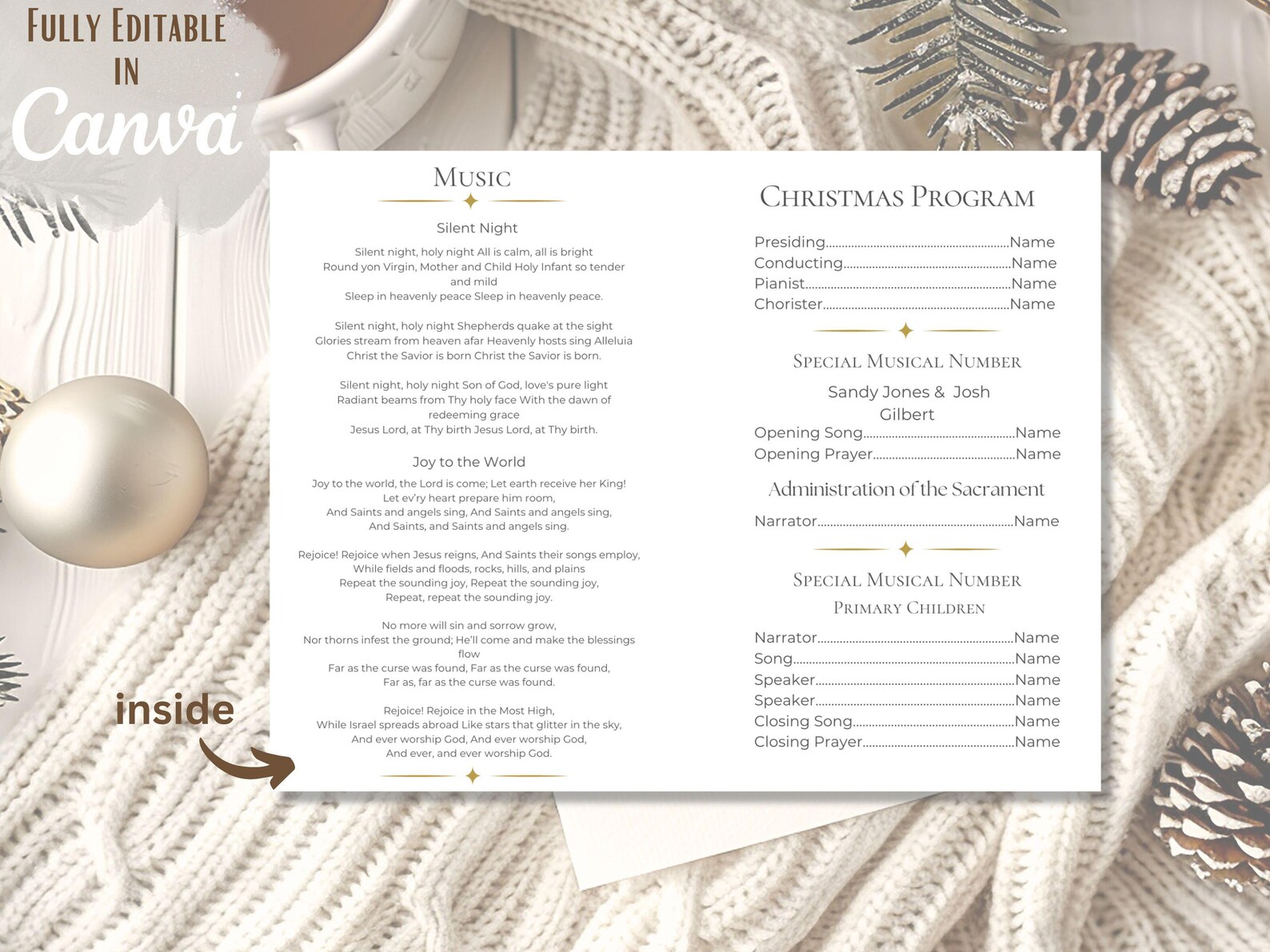 LDS Christmas Program | Editable Canva Sacrament Meeting Template - Etsy