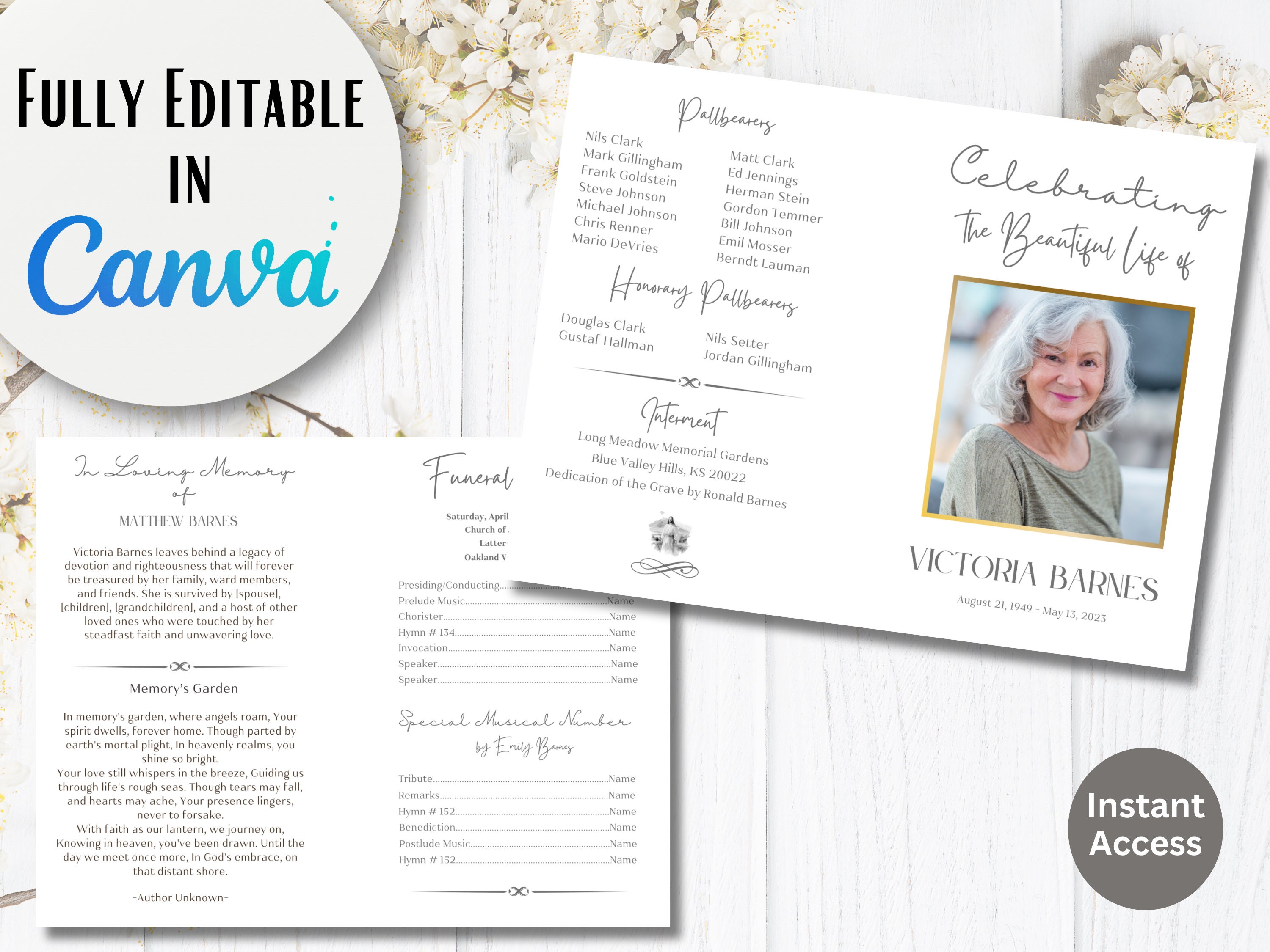 LDS Funeral Program Template: Celebration of Life | Canva Editable Digital Download - Etsy