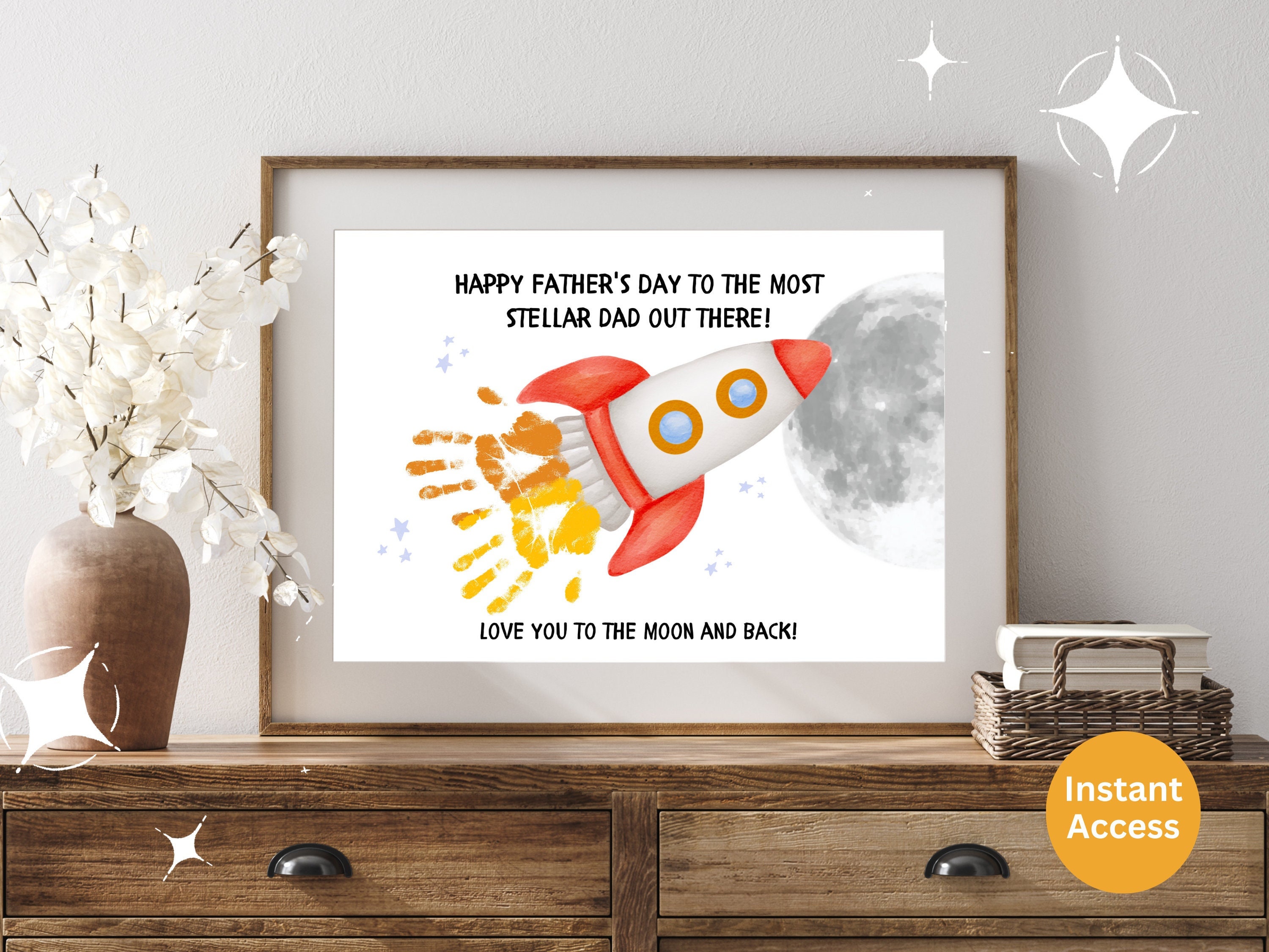 Father's Day Rocket Handprint Craft Gift for Dad From Kids Father's Day ...