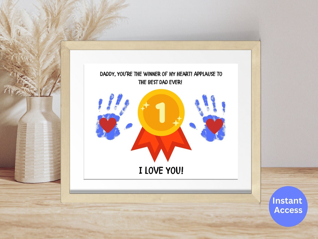 Father's Day Handprint Craft Medal Gift for Dad From Kids Father's Day ...