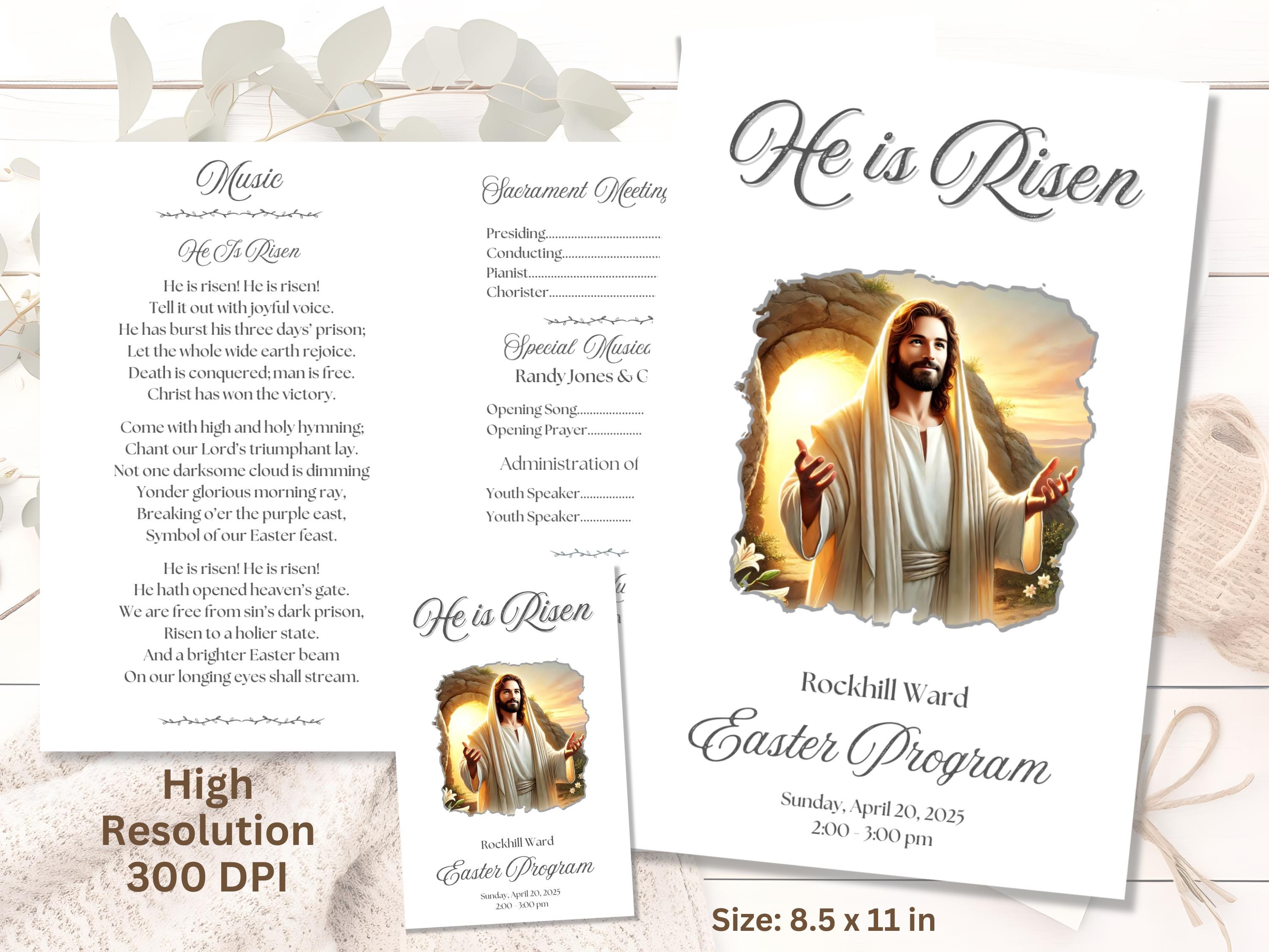 LDS Easter Sacrament Program Template With Jesus | Editable Church ...
