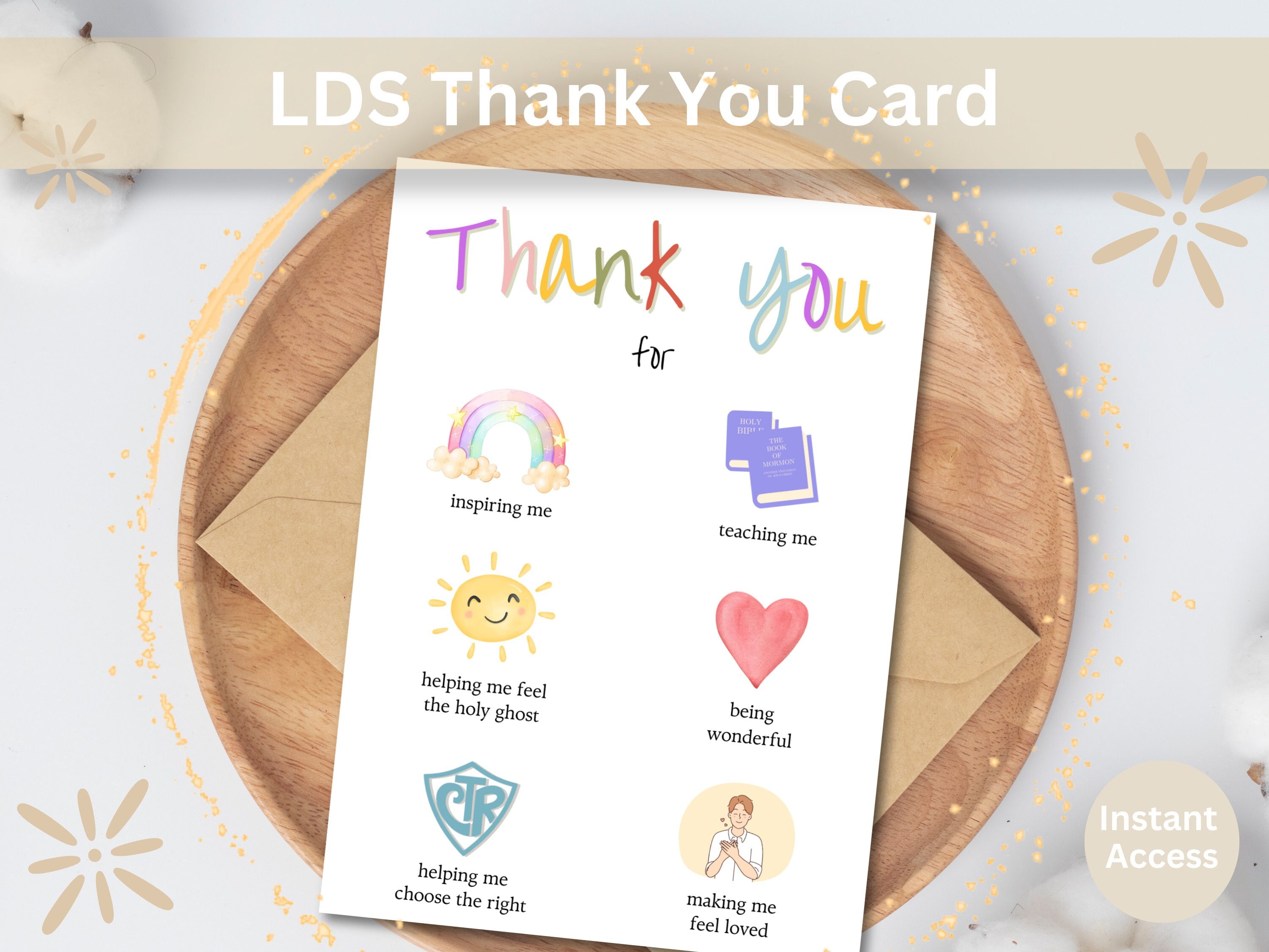 LDS Card Printable Thank You Card Teacher Thank You Cards Digital ...