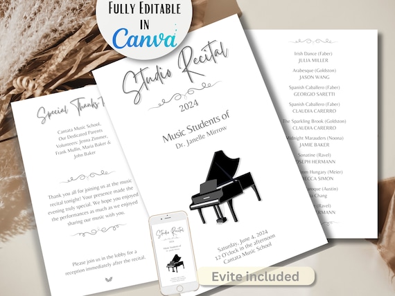 Student Recital Program Template