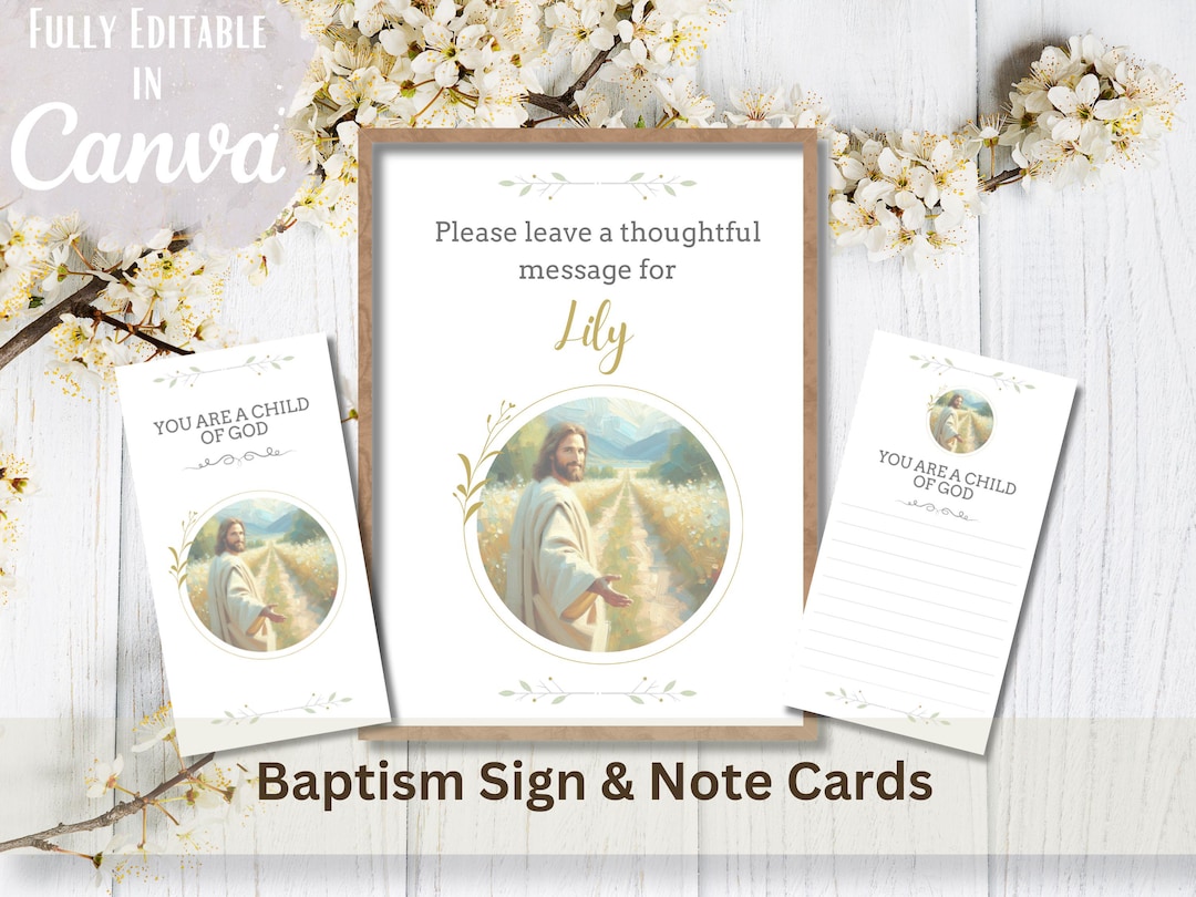 LDS Baptism Note Cards & Sign – Printable Guest Notes Set - Etsy