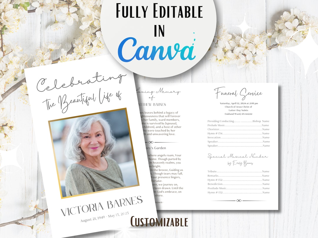 LDS Funeral Program Template: Celebration of Life | Canva Editable ...