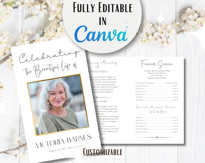 Funeral Program Template Brochure Pamphlet for LDS and Other Church ...