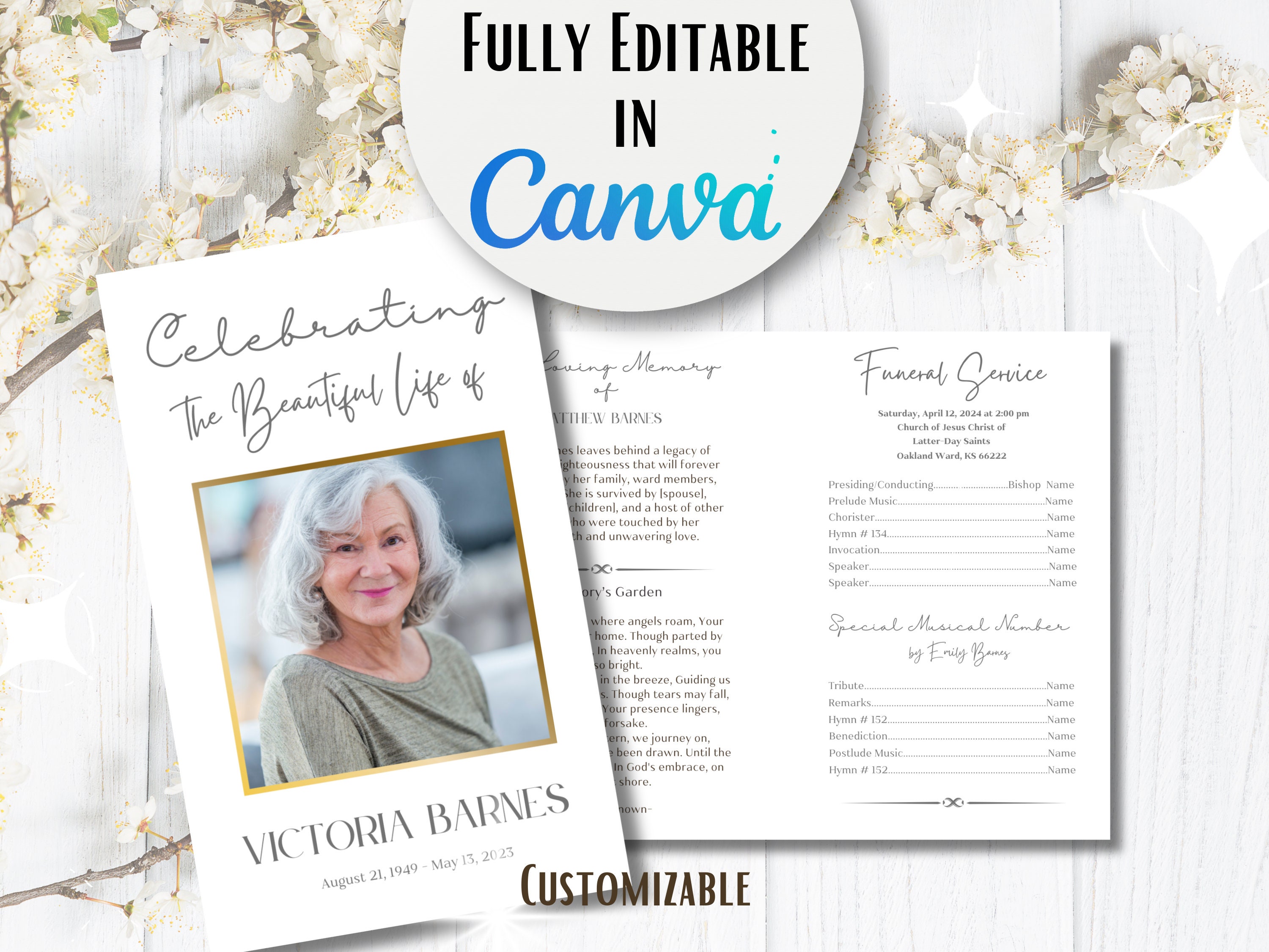 LDS Funeral Program Template: Celebration of Life | Canva Editable ...