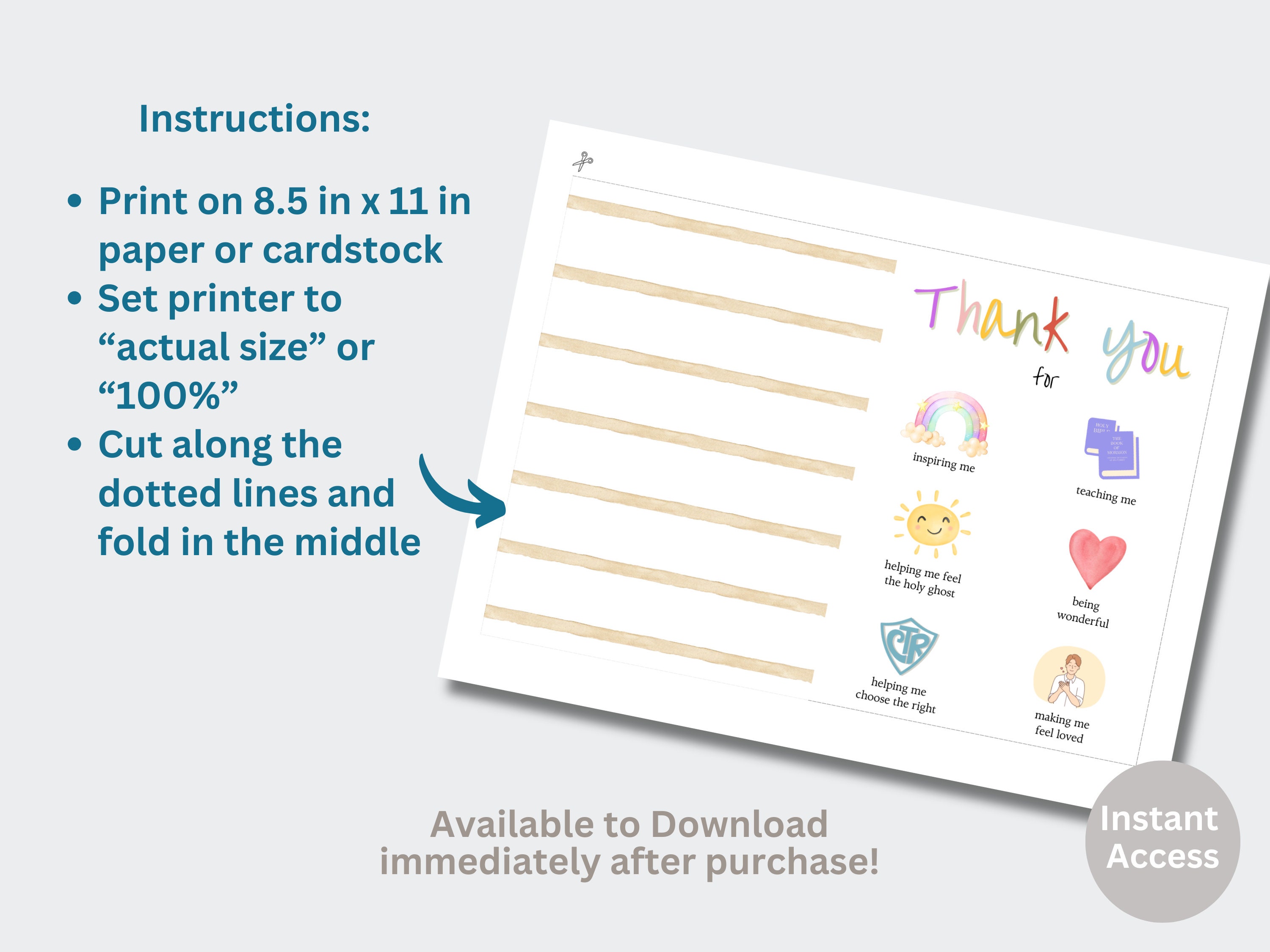 LDS Card Printable Thank You Card Teacher Thank You Cards Digital ...