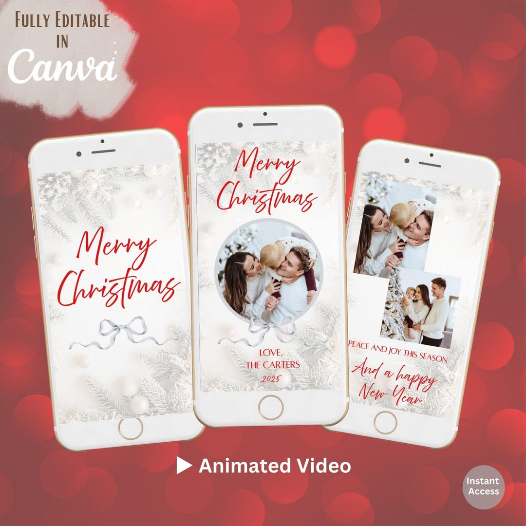 Animated Christmas Photo Card – Cozy Neutral Holiday Design | Editable ...