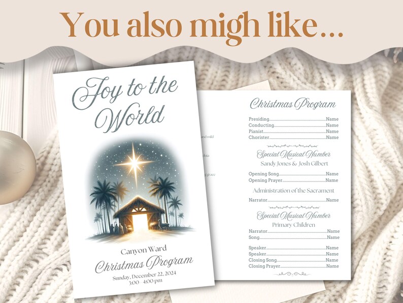 LDS Christmas Sacrament Meeting Template | Editable Canva Church ...