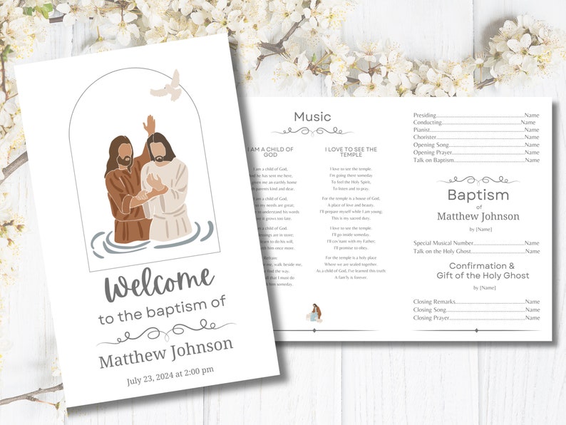 LDS Baptism Program Kit: Editable Canva Template (digital Download) - Etsy