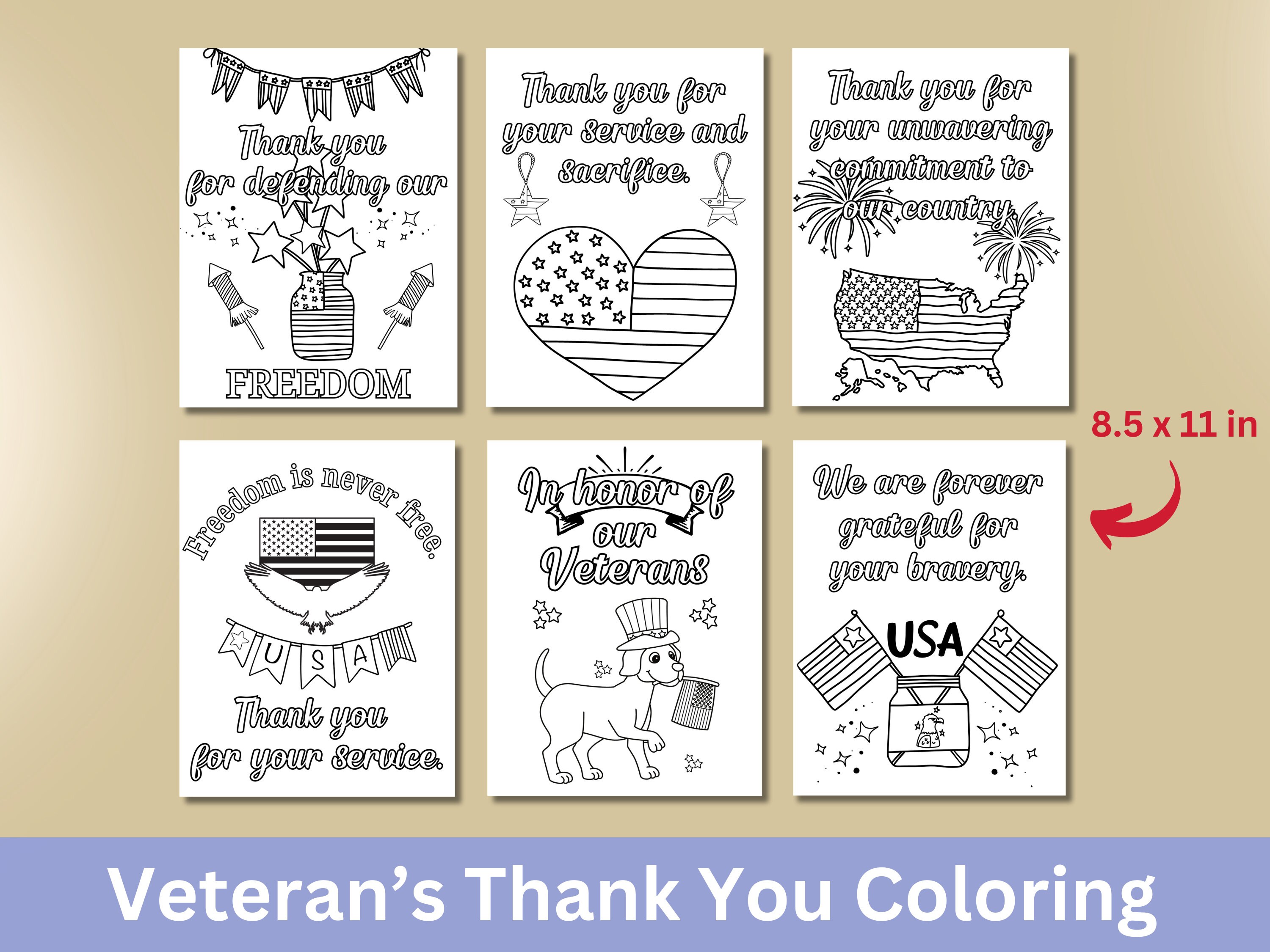 Veterans Day Coloring Pages | Printable Thank You Cards for Kids - Etsy