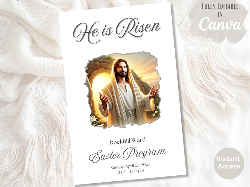 LDS Easter Sacrament Program Template With Jesus | Editable Church ...