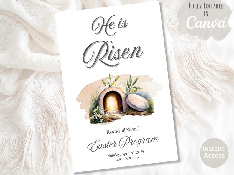 LDS Easter Sacrament Program Template – He is Risen | Editable Church ...