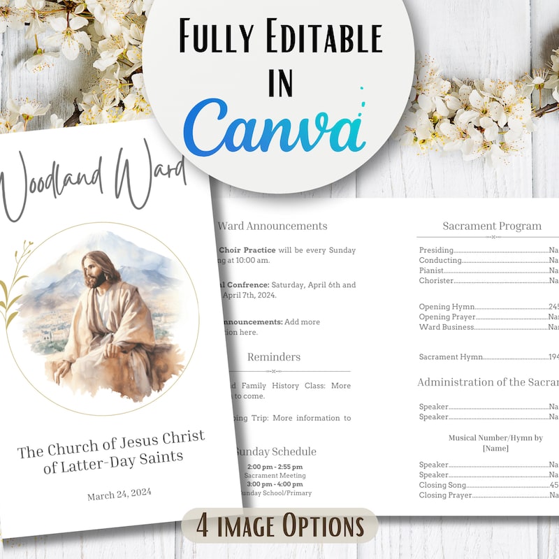 Lds Sacrament Meeting Program Template - Etsy