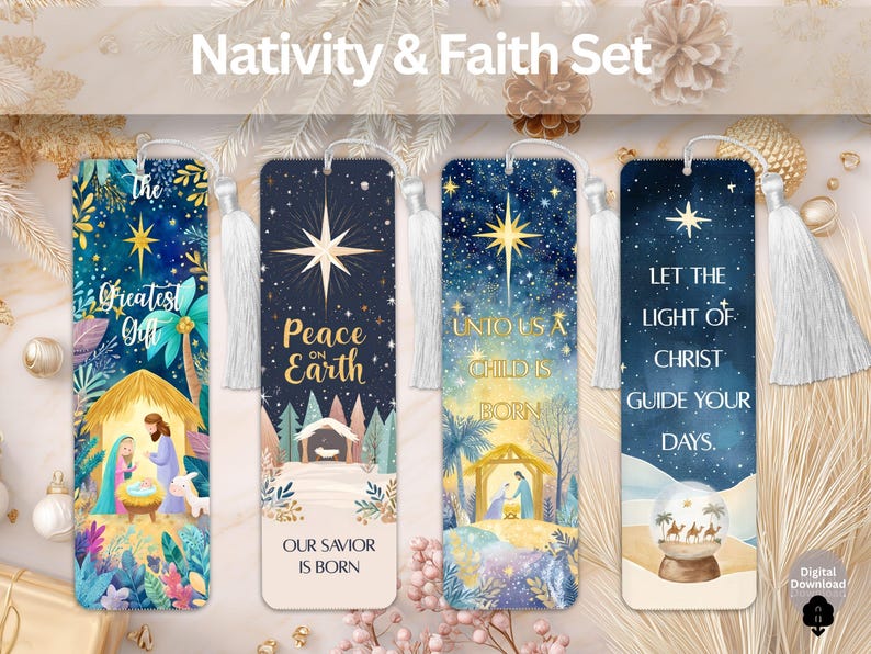 Christmas Scripture Bookmark Set | Nativity & Faith Art | Christian ...