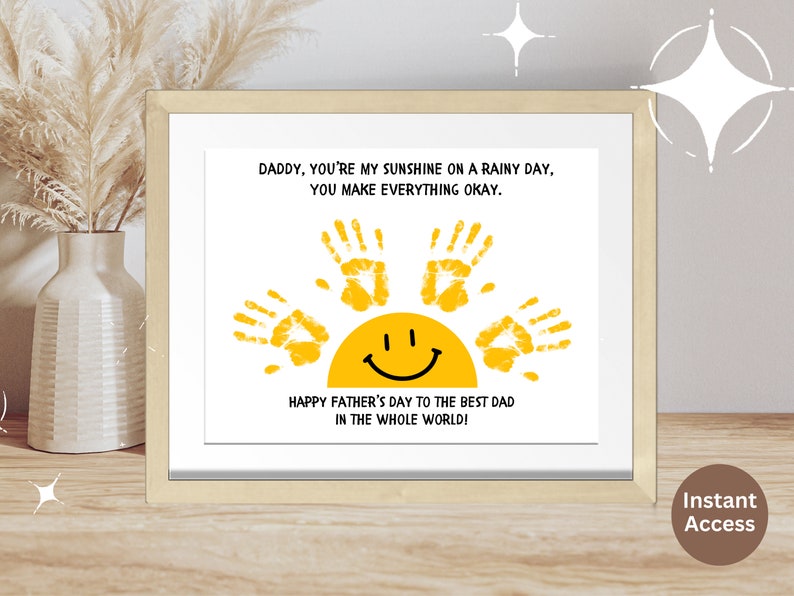 Father's Day Sunshine Handprint Daddy Gift From Kids Father's Day Kids ...