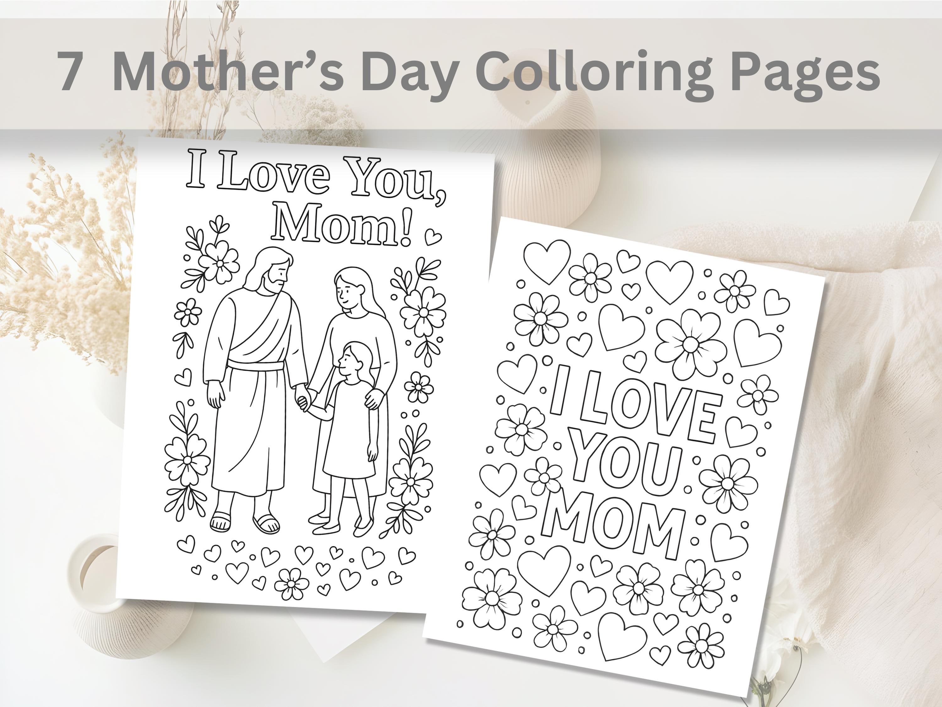 Christian Mothers Day Coloring Pages: Jesus & Floral Designs (PDF) - Etsy