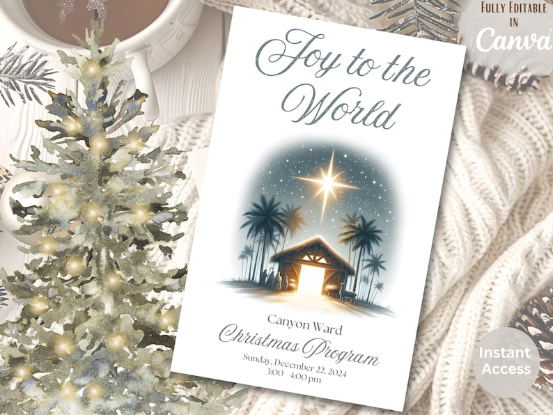 LDS Christmas Sacrament Meeting Program | Editable Canva Template ...