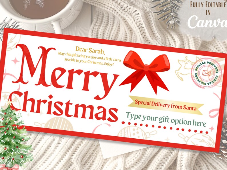 Editable Christmas Gift Voucher | Printable Holiday Certificate ...