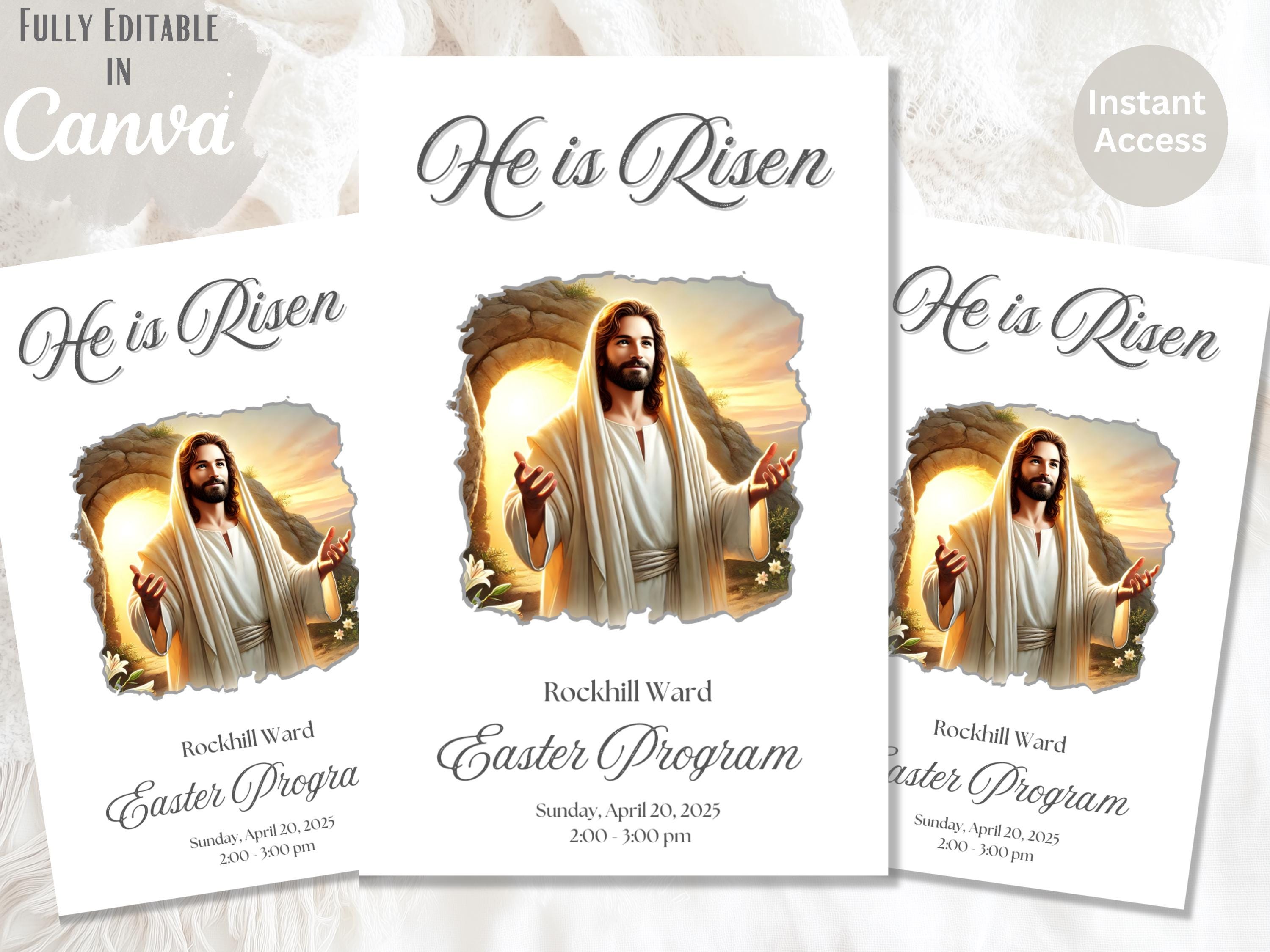 LDS Easter Sacrament Program Template With Jesus | Editable Church ...