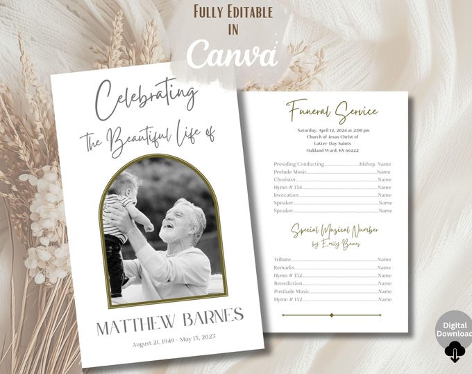 Funeral Program Template Brochure Pamphlet for LDS and Other Church ...