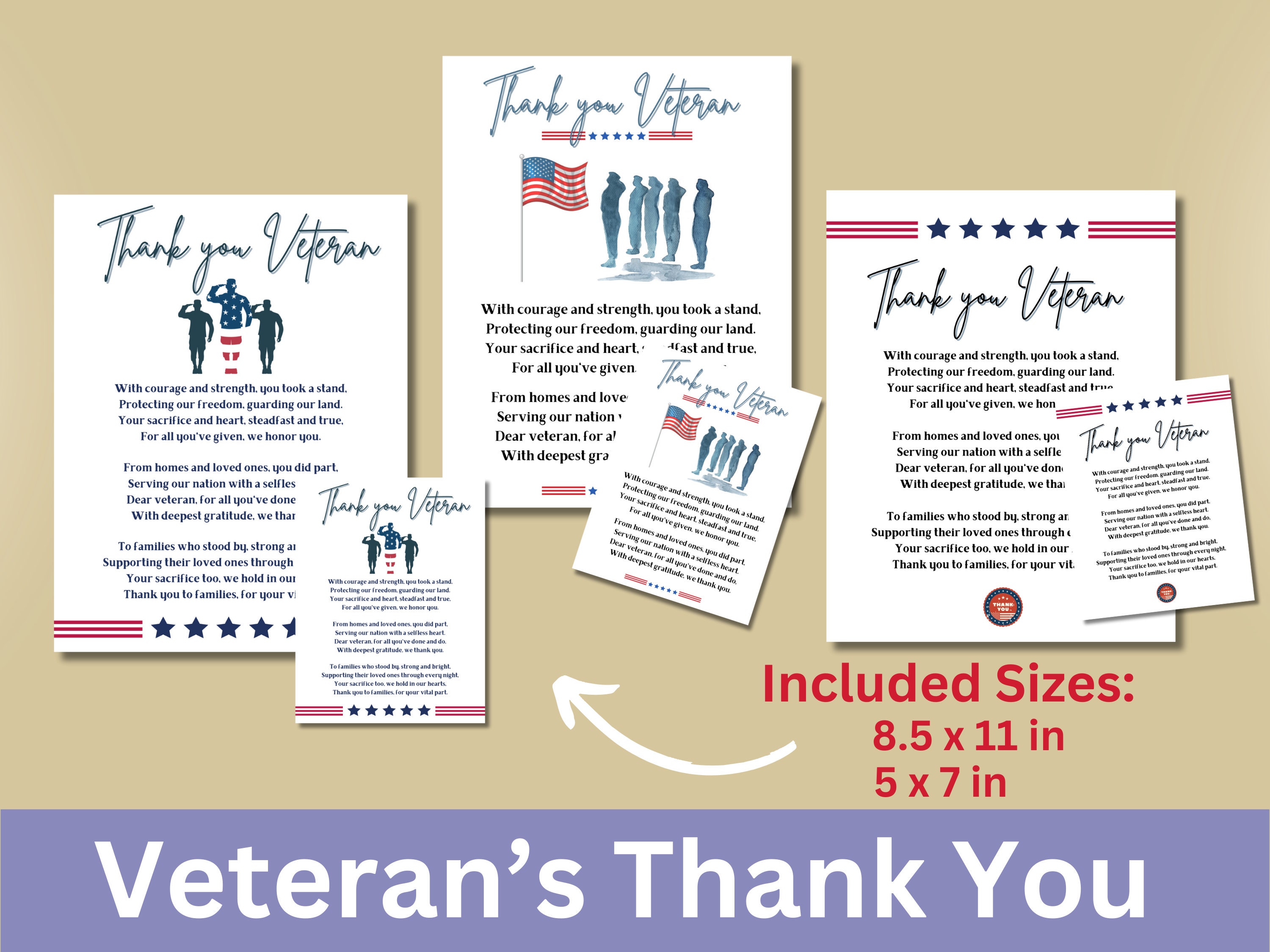 Veteran Thank You Printable Thank a Veteran Card Veteran Recognition ...