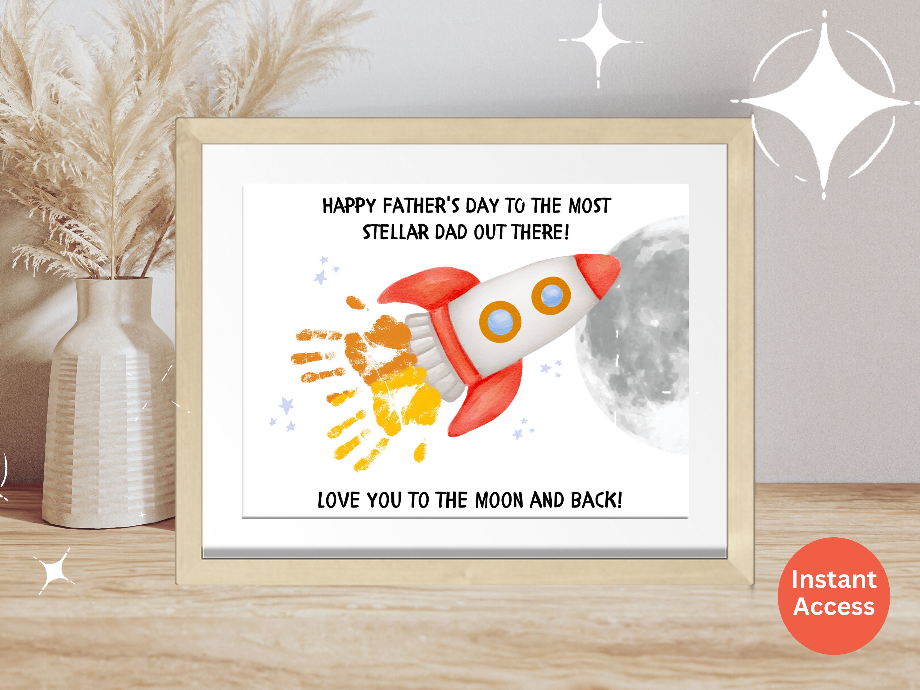 Father's Day Rocket Handprint Craft Gift for Dad From Kids Father's Day ...