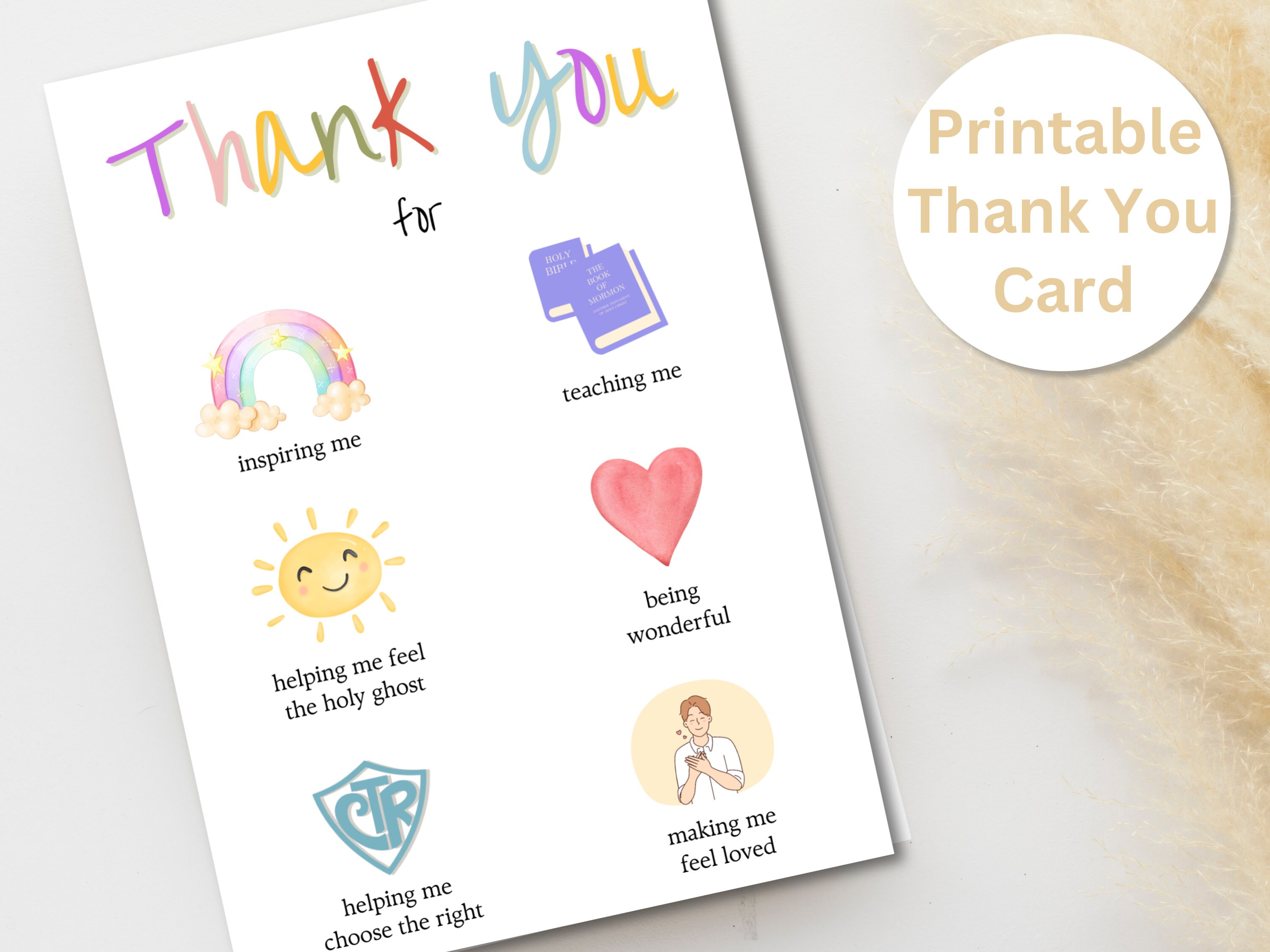 LDS Card Printable Thank You Card Teacher Thank You Cards Digital ...