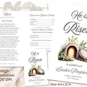 Editable Easter Program Template He is Risen LDS Easter Program ...
