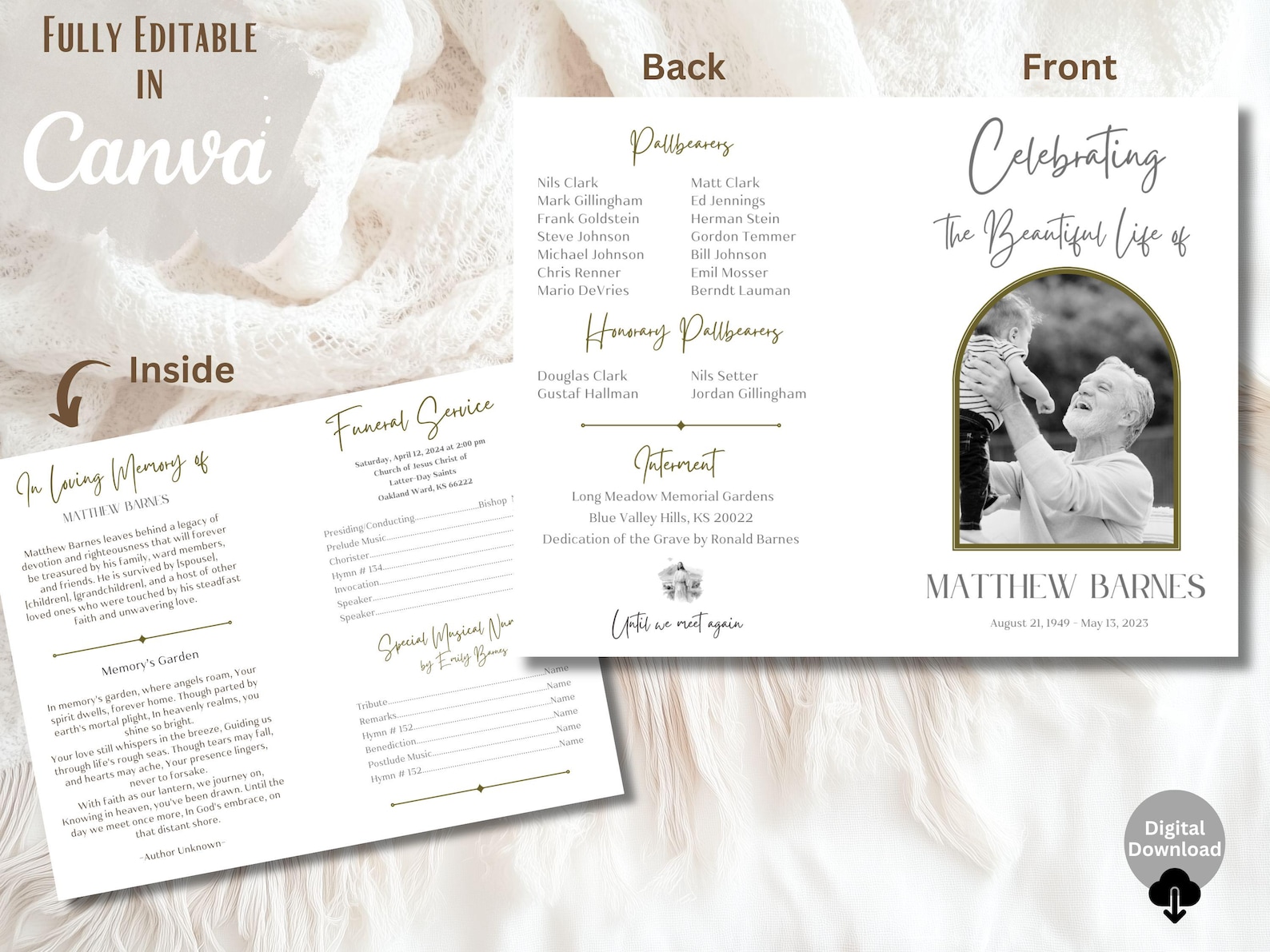 LDS Funeral Program Template: Editable Celebration of Life Obituary ...
