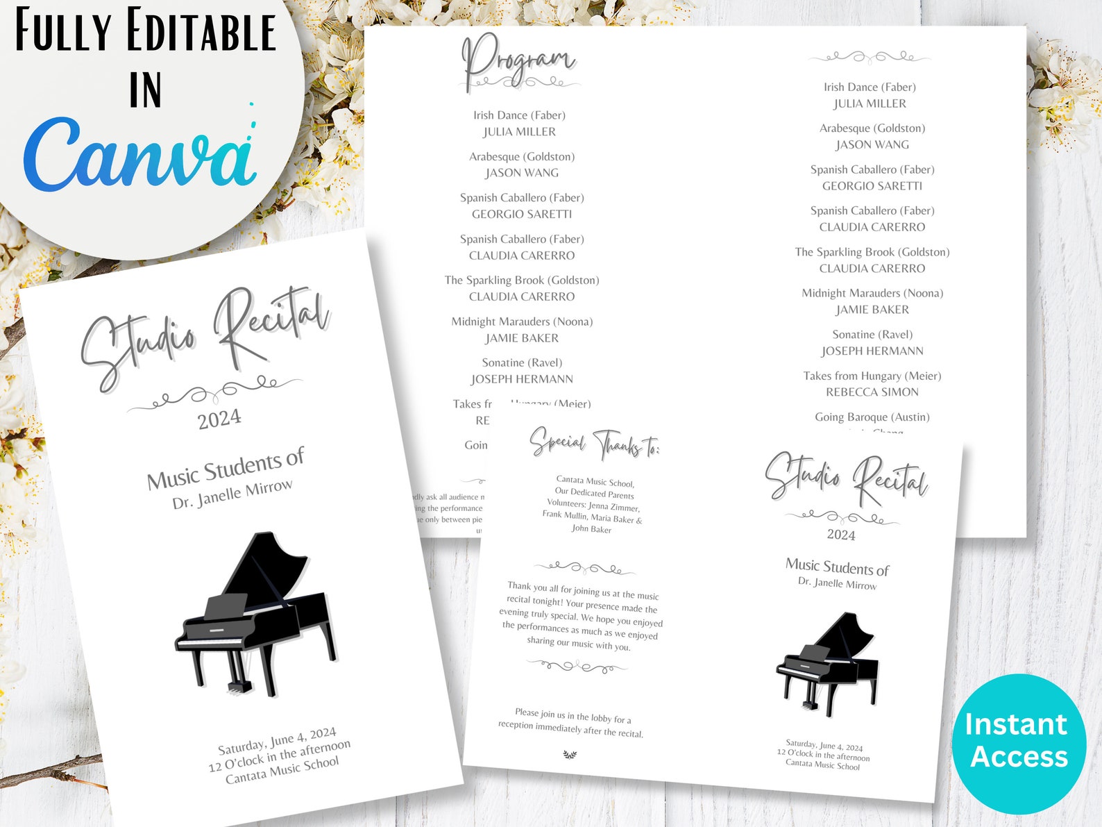 Elegant Music Recital Program Template: Minimalist Design (canva ...
