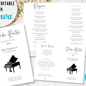 Elegant Music Recital Program Template: Minimalist Design (canva ...