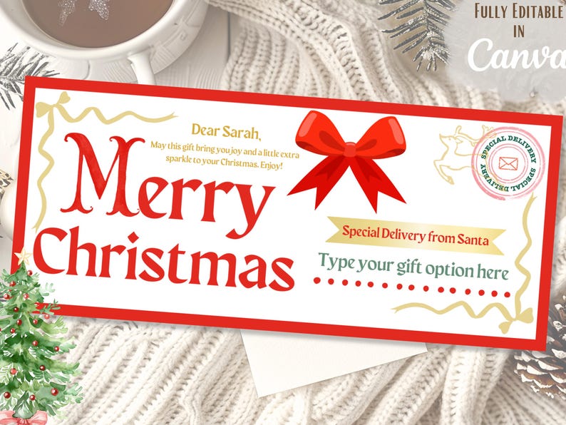 Editable Christmas Gift Voucher | Printable Holiday Certificate ...