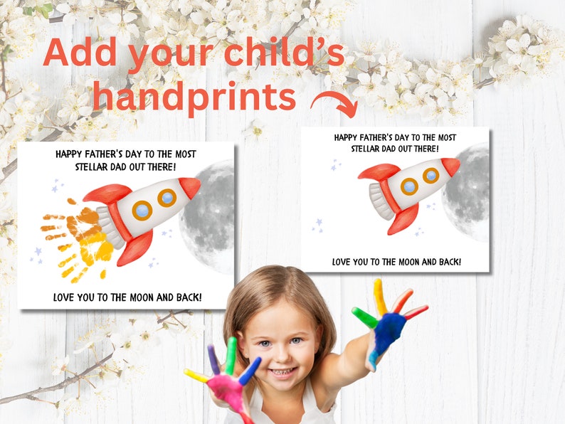 Father's Day Rocket Handprint Craft Gift for Dad From Kids Father's Day ...