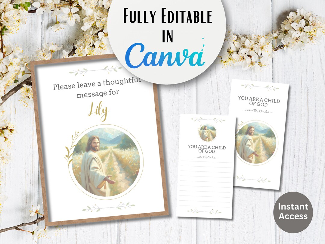 LDS Baptism Note Cards and Sign Baptism Guest Notes Baptism Notes ...