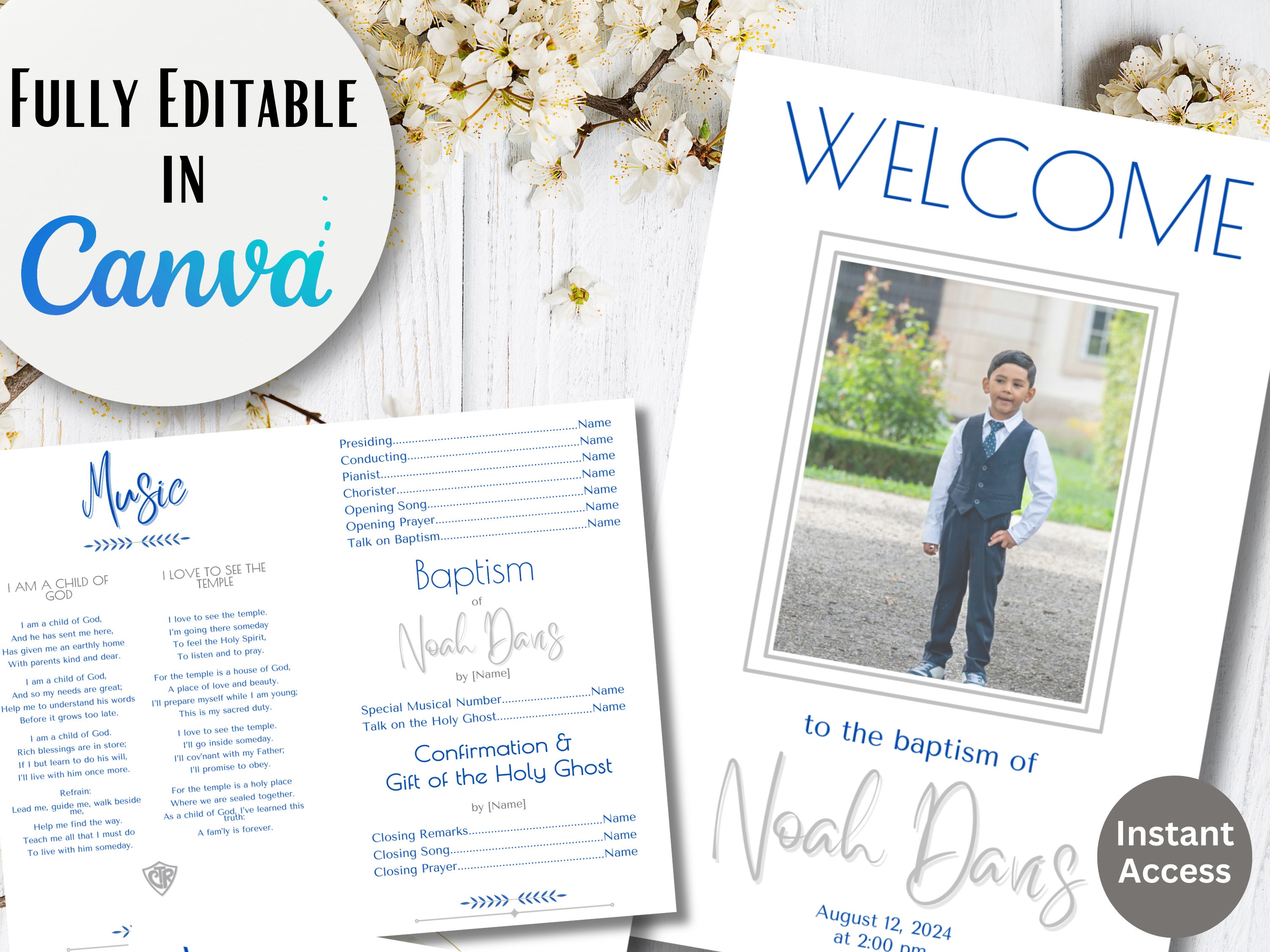 LDS Baptism Program Boy Customizable LDS Baptism Program LDS Boy ...