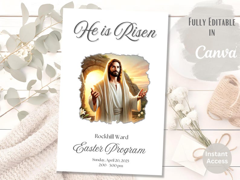LDS Easter Sacrament Program Template With Jesus | Editable Church ...