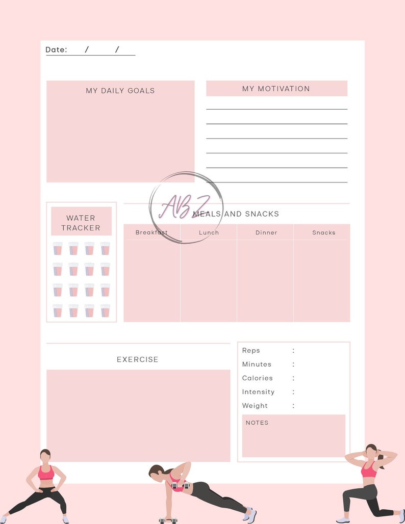 Fitness Planner - Printable PDF - Digital Download - Simple Fitness ...