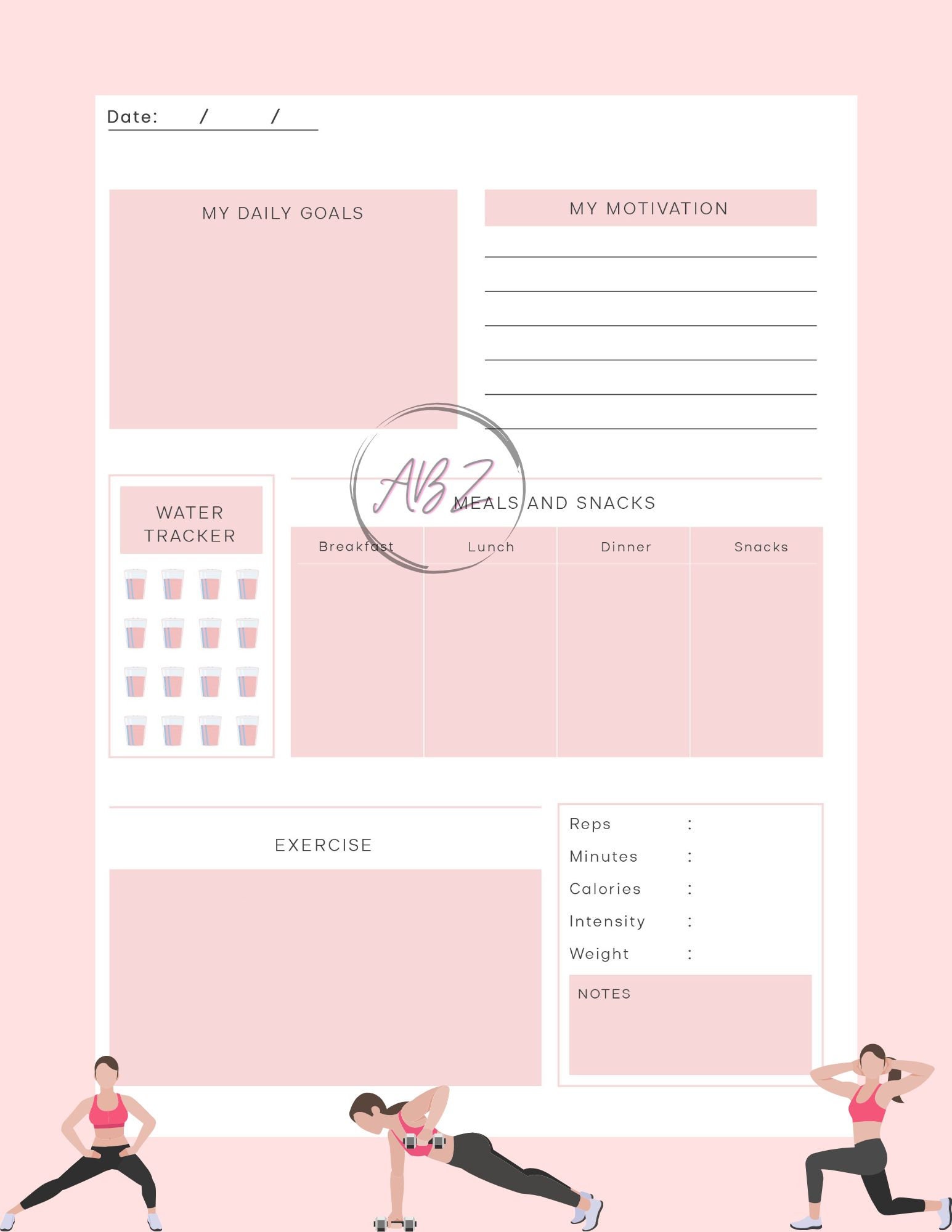 Fitness Planner - Printable PDF - Digital Download - Simple Fitness ...