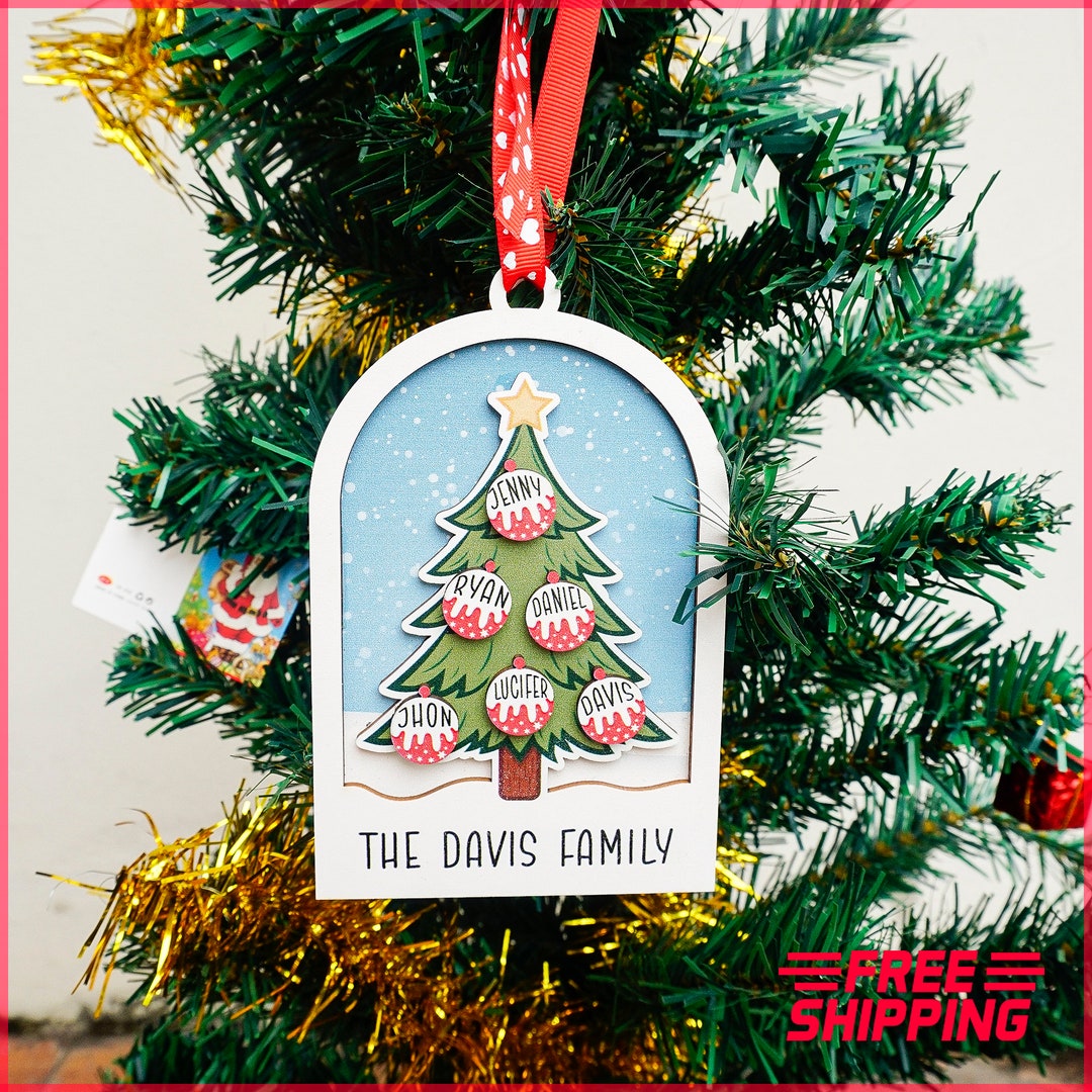 Family Christmas Tree Ornament Family Name Personalized Our - Etsy