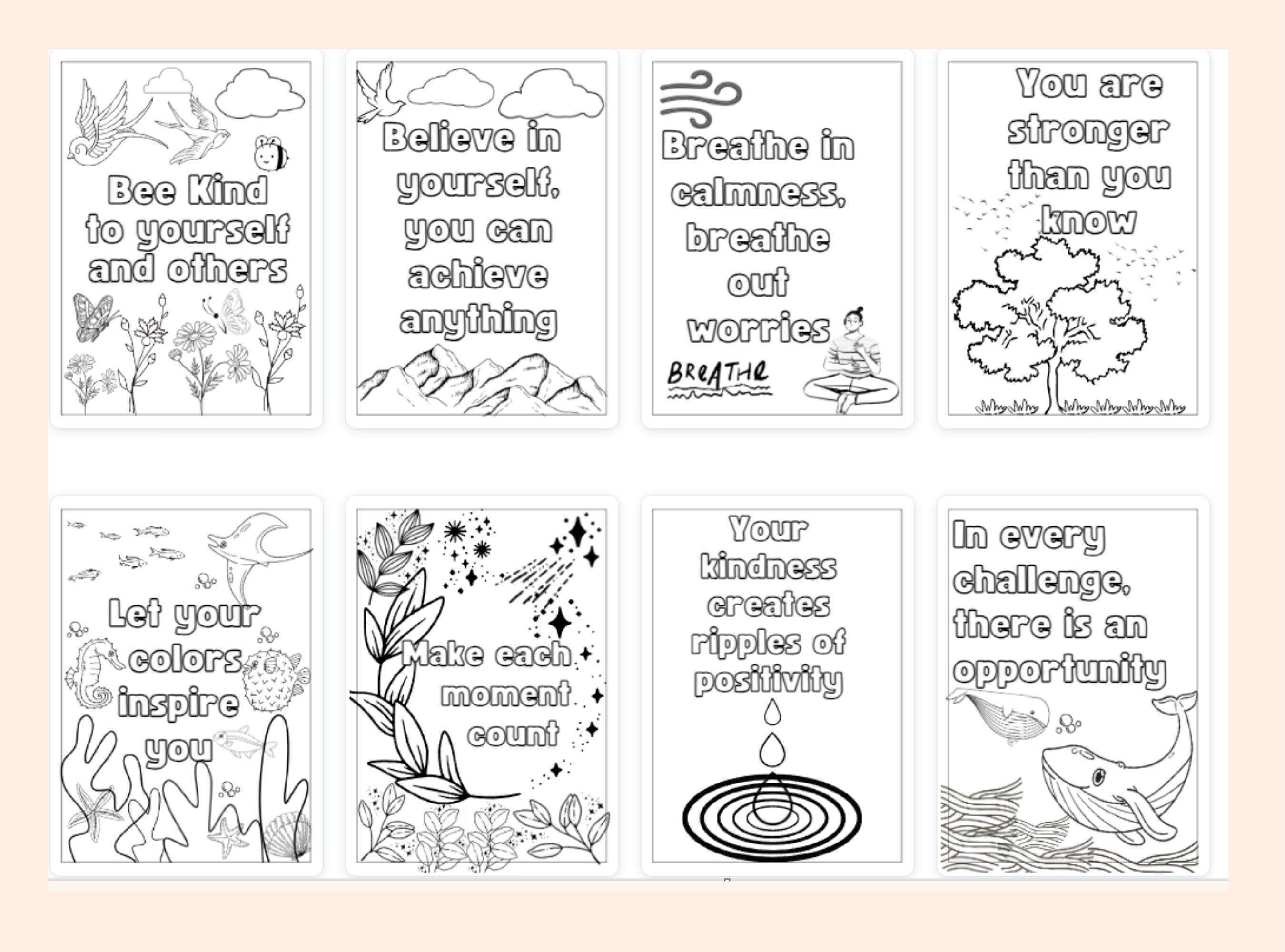 Inspirational Quotes Coloring Pages, Mindfulness Coloring, Positive ...
