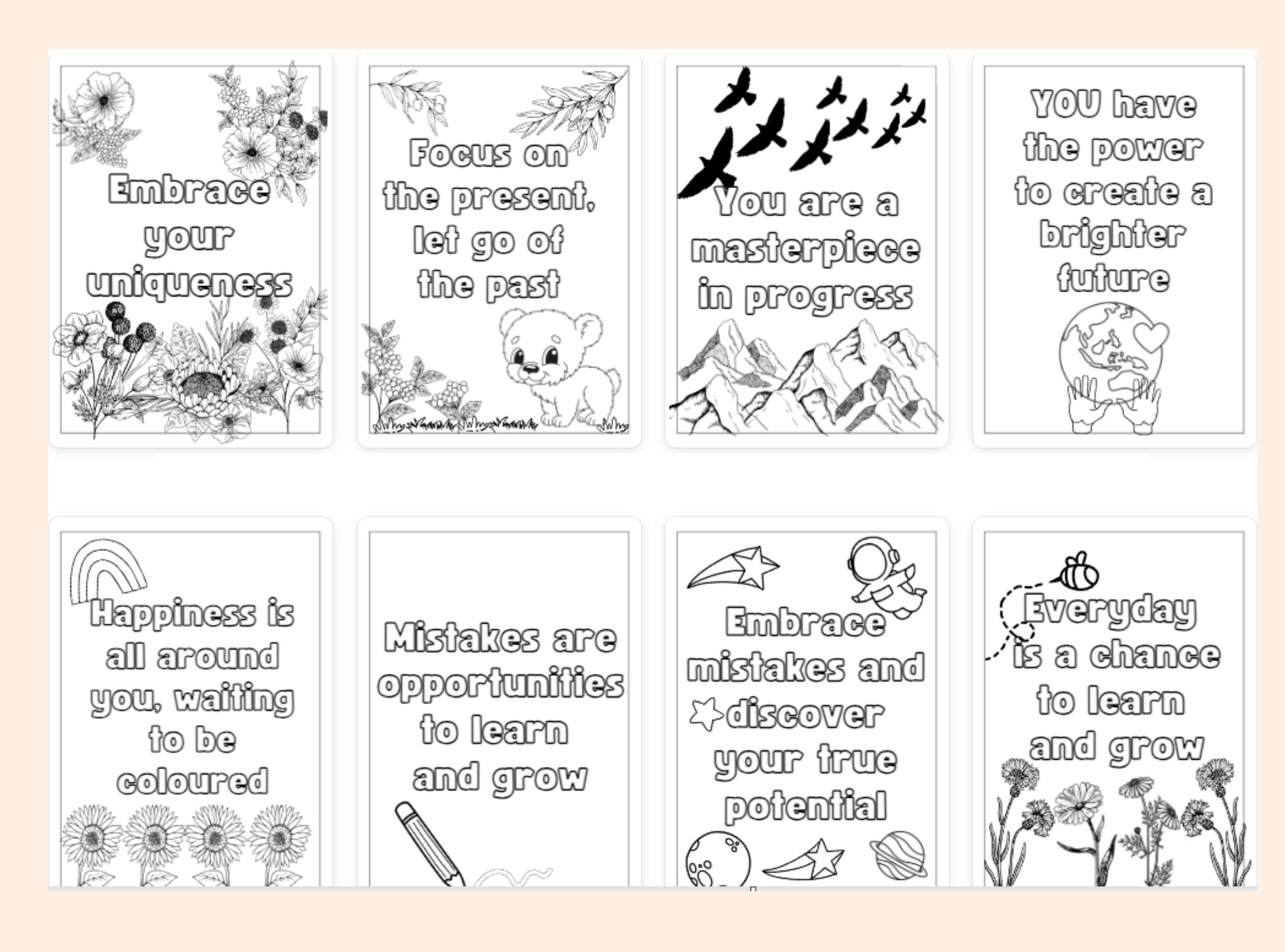 Inspirational Quotes Coloring Pages, Mindfulness Coloring, Positive ...