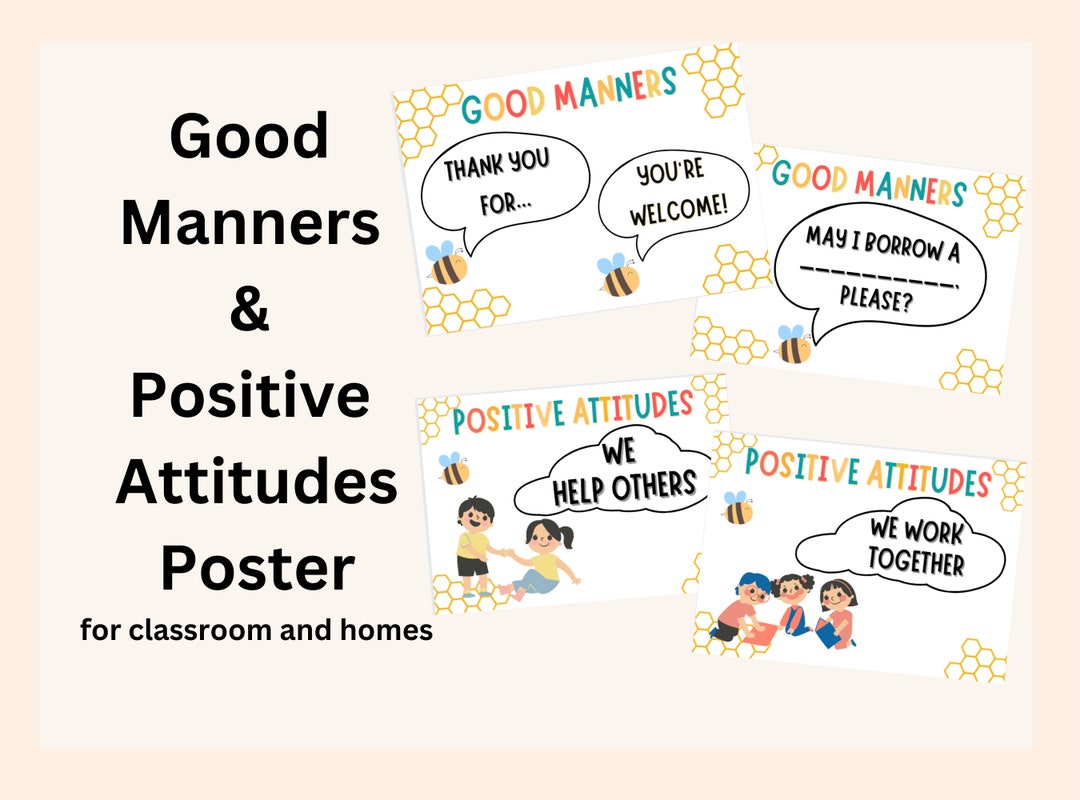 Good Manners Poster and Positive Attitudes, Classroom Posters ...