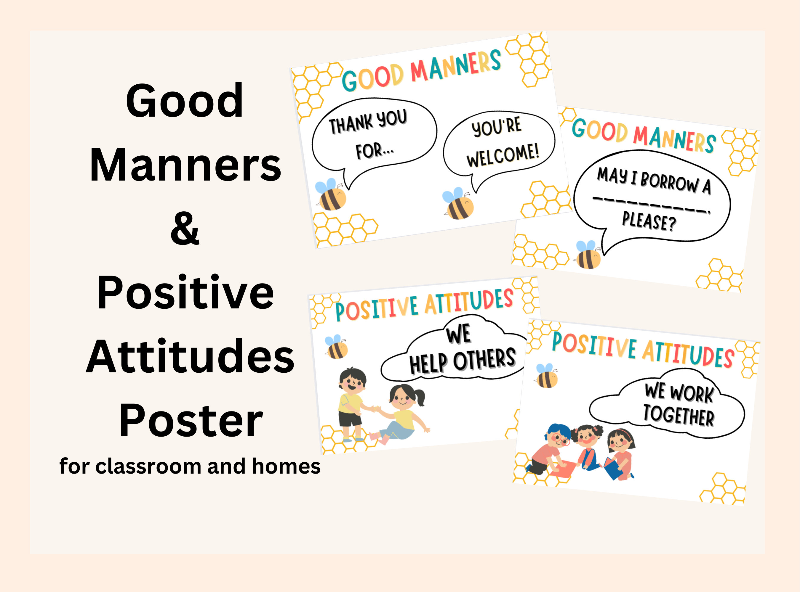 Good Manners Poster and Positive Attitudes, Classroom Posters ...