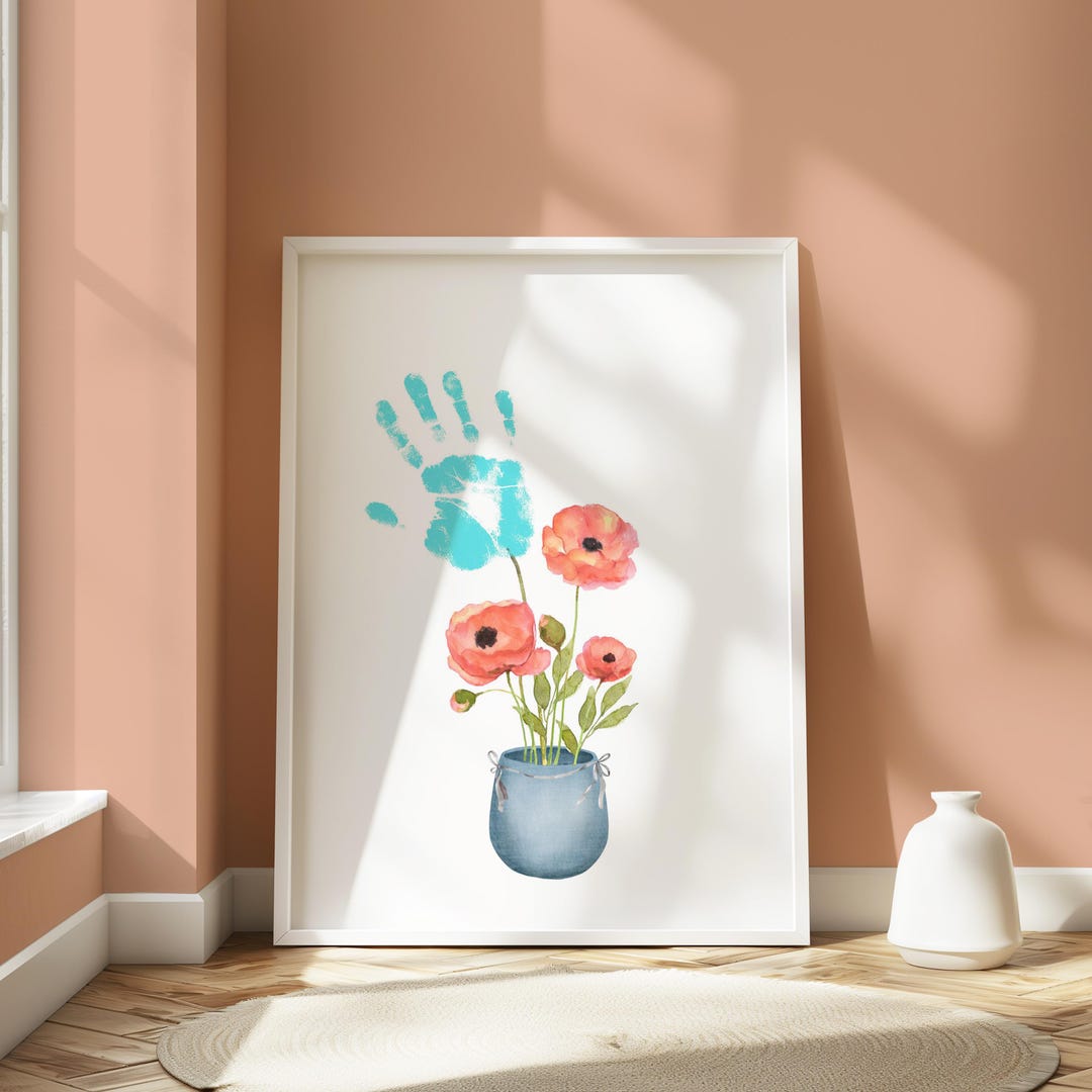 Printable Mother's Day Handprint Craft – Poppy Flower Bouquet Activity ...