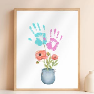 Printable Mother's Day Handprint Craft – Poppy Flower Bouquet Activity ...